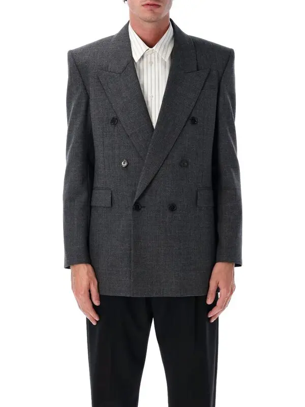 Saint Laurent Double-breasted Wool Jacket - Gris Chine