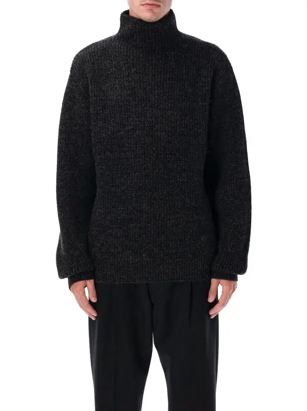 LEMAIRE Yak And Alpaca High Neck Sweater - Black Mink