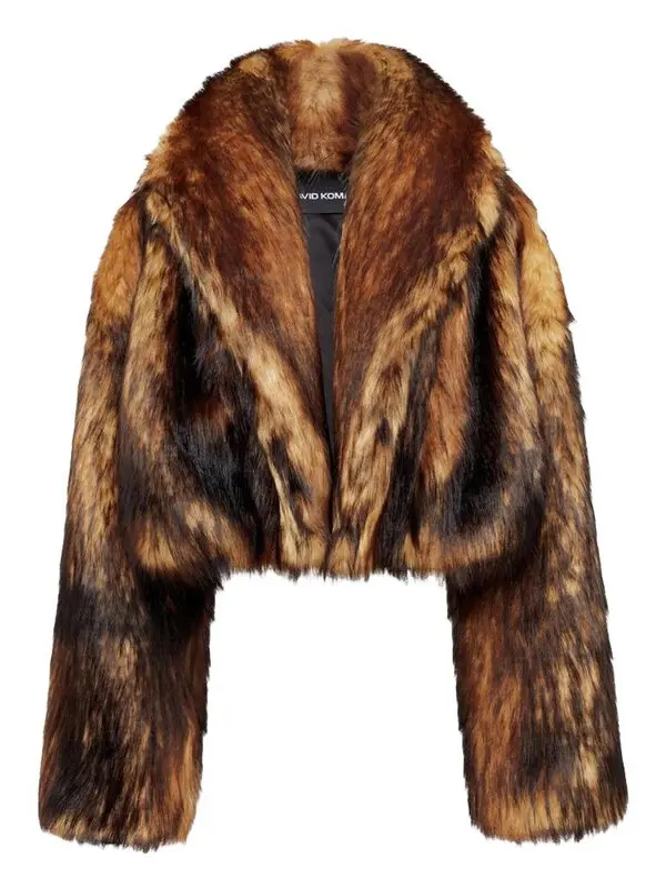 David Koma Faux Fur Cropped Jacket - Brown