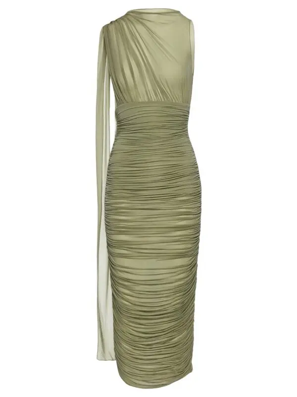Magda Butrym Sheer Draped Midi Dress - Green