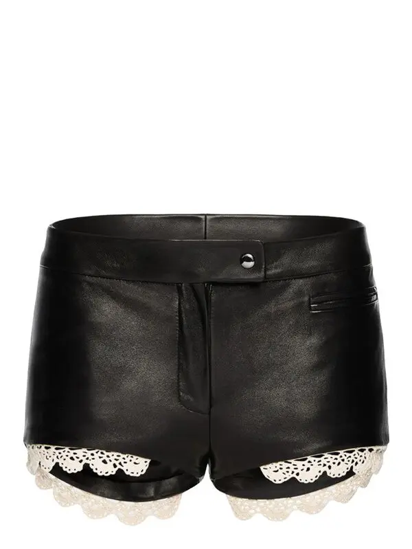 Magda Butrym Lace Trim Leather Shorts - Black