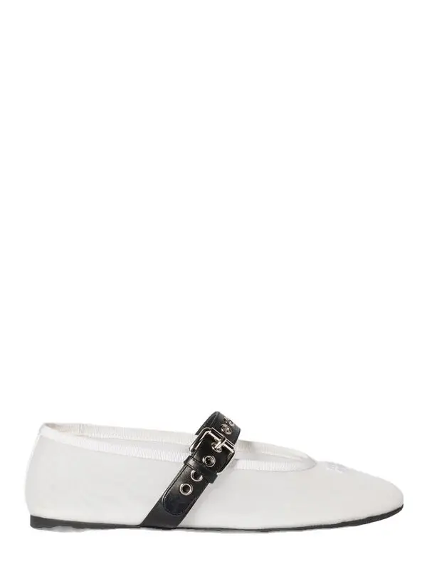 Miu Miu Mesh Ballerina Flats - White