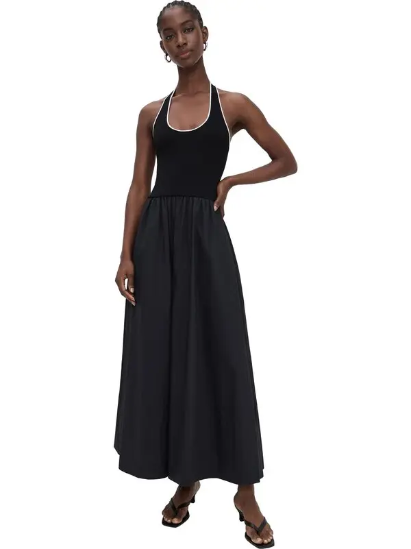 ST. AGNI Halter Gathered Maxi Dress - Black