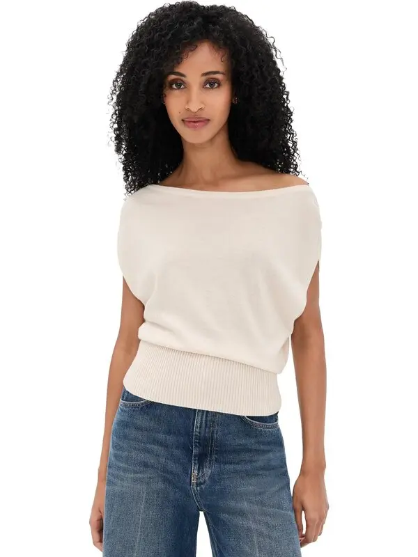 Ramy Brook Chet Off-shoulder Wool Shell - Bone
