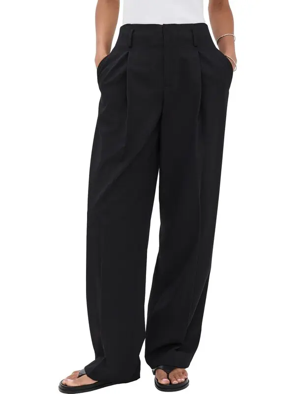 Vince High Waisted Pleated Trousers - Black