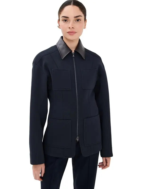 Tibi Bonded Twill Sculpted Jacket - Navy