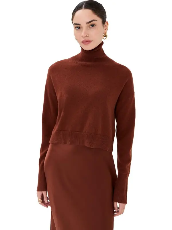 Sablyn Cashmere Turtleneck Sweater - Mahogany