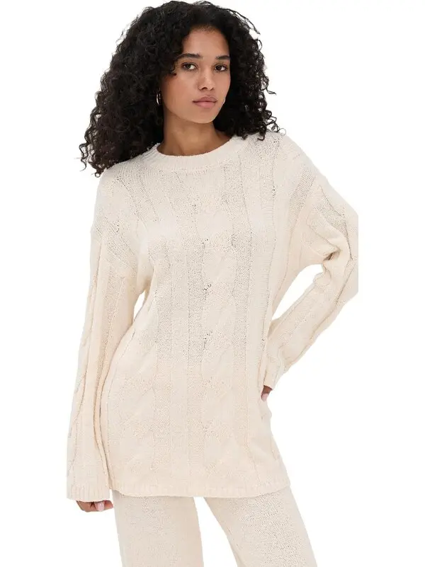 4TH & RECKLESS Leonor Cable Knit Sweater - Ecru