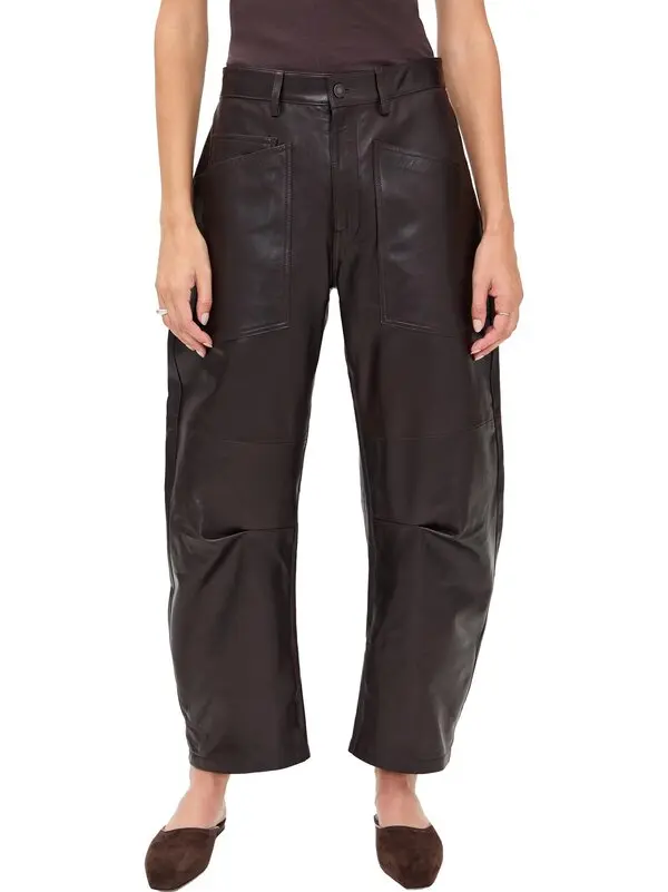 NILI LOTAN Shon Leather Pants - Dark Brown