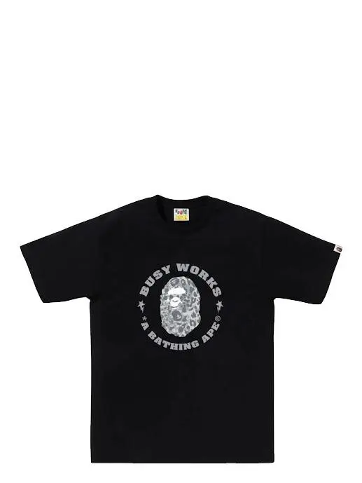 A BATHING APE Wild Leopard Pattern Busy Works Sta Tee Shirt - Black