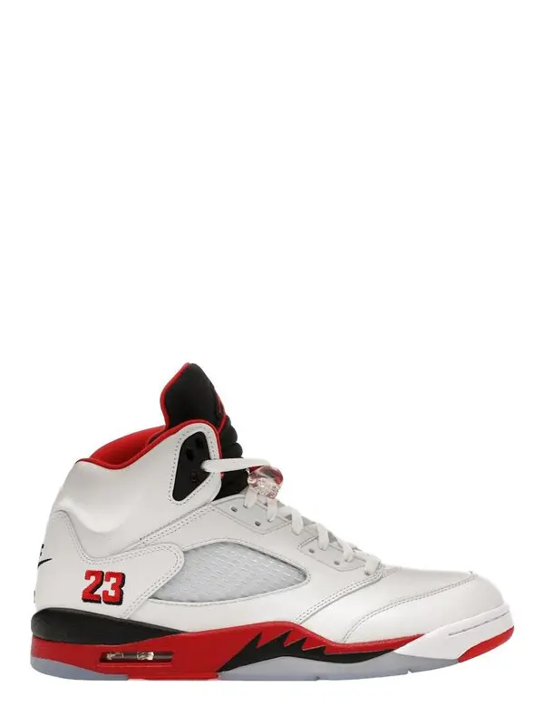 JORDAN 5 Retro Tongue Sneakers - White/fire Red/black