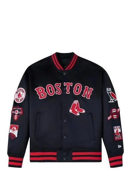 OVO X New Era Mlb Boston Red Sox Varsity Jacket - Navy Blue