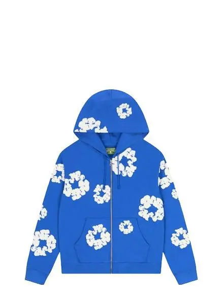 DENIM TEARS Cotton Wreath Zip Hoodie - Blue