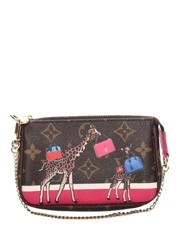 LOUIS VUITTON Pochette Accessories Giraffe Xmas Monogram Mini - Brown/pink