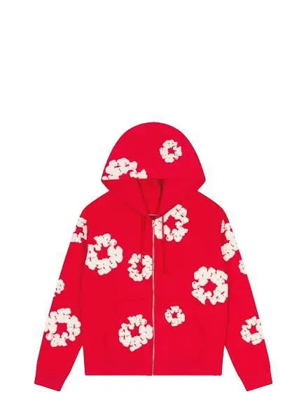 DENIM TEARS Cotton Wreath Zip Hoodie - Red