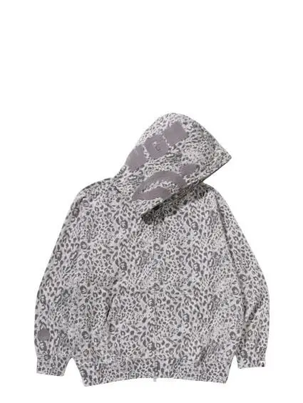BAPE Wild Leopard Pattern Shark Full Zip Hoodie - Gray
