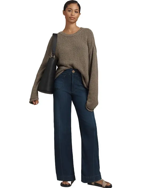 Maeve Colette Knit Wide-leg Jeans - Dark Cozy Wash