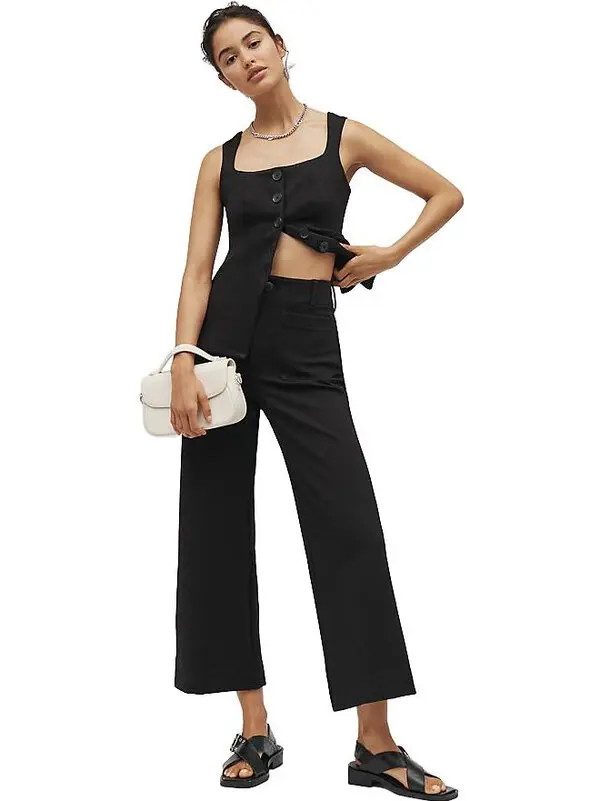 Maeve The Colette Knit Crop Wide-leg Pants - Black Onyx
