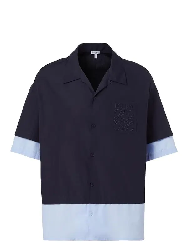 Loewe Anagram Cotton Poplin Bowling Shirt - Blue