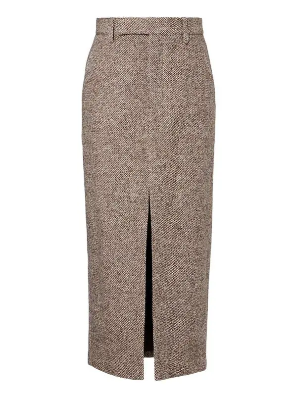 Brunello Cucinelli Wool And Silk-blend Midi Skirt - Brown