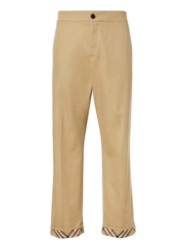 Burberry Check Cotton Pants - Beige