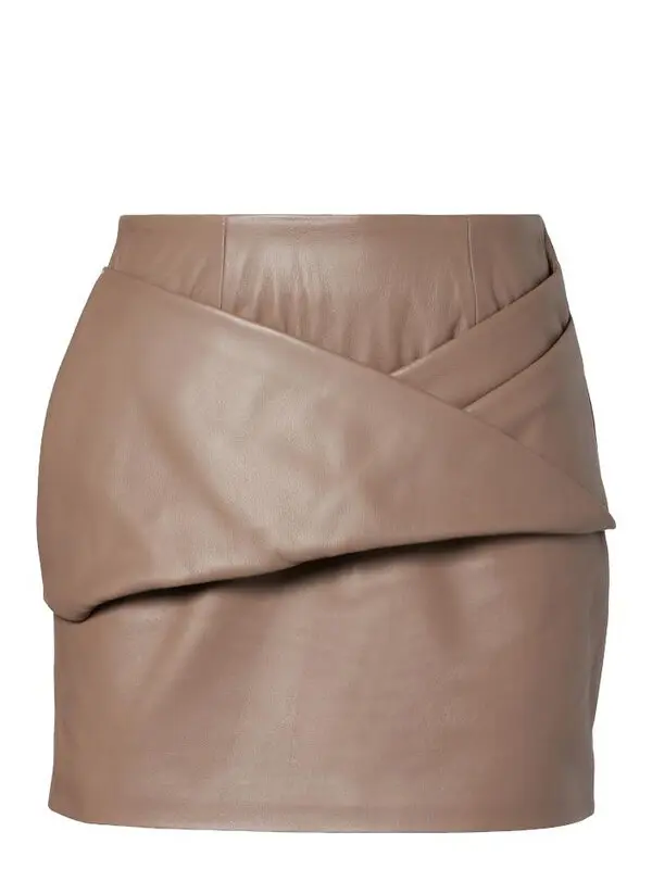Tove Liss Pleated Leather Miniskirt - Beige