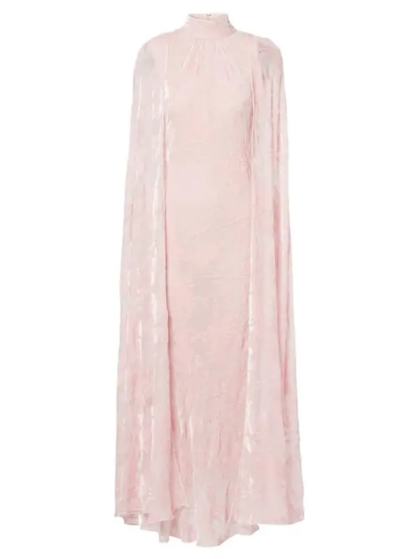 RODARTE Caped Velvet Devoré Gown - Pink