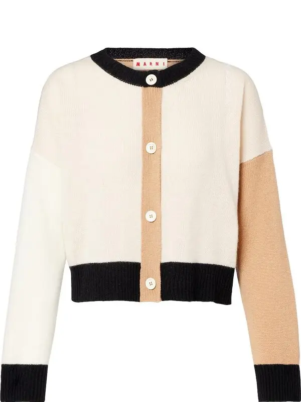 Marni Colorblocked Cashmere Cardigan - Neutrals