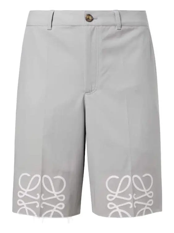 Loewe Anagram Cotton Twill Shorts - Grey