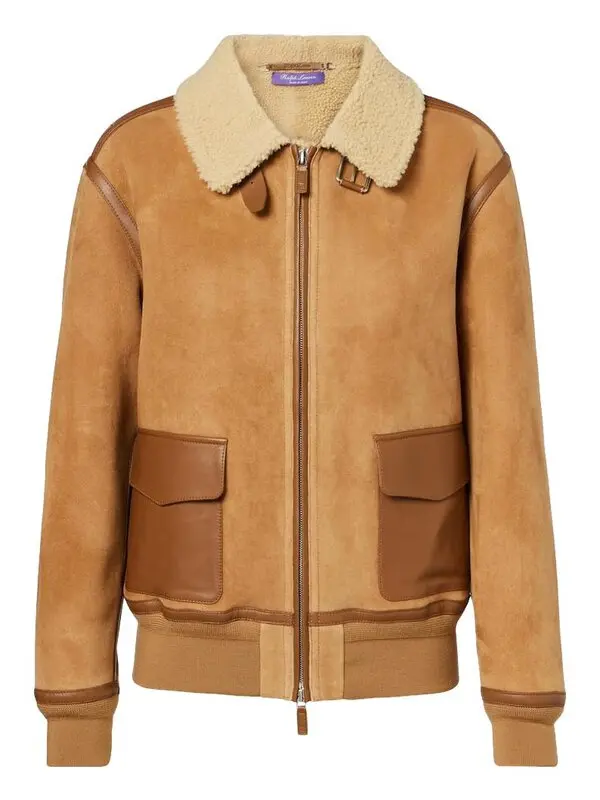 Ralph Lauren Morrison Shearling-trimmed Suede Jacket - Beige