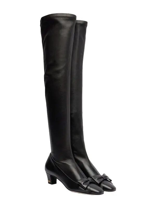 Valentino Garavani Leather Over-the-knee Boots - Black