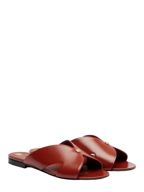 Loro Piana Vera Leather Slides - Brown