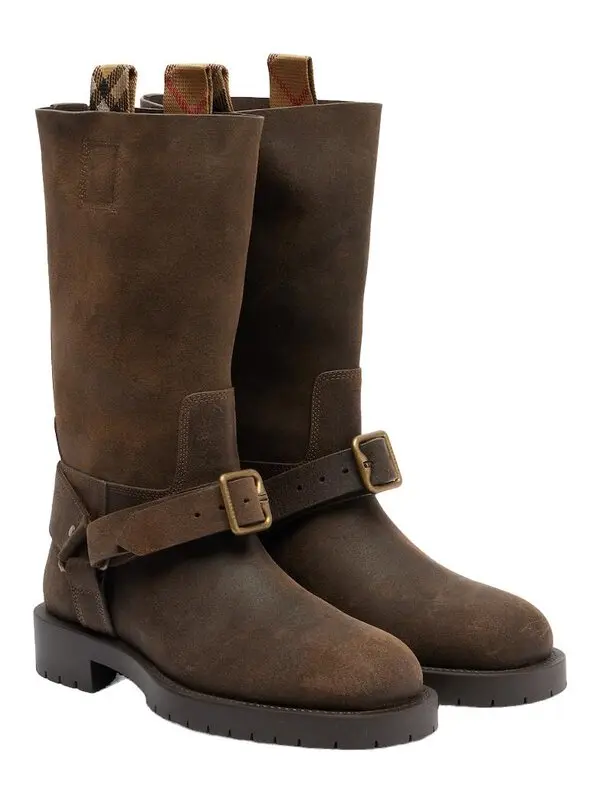 Burberry Soft Saddle Suede Knee-high Boots - Brown