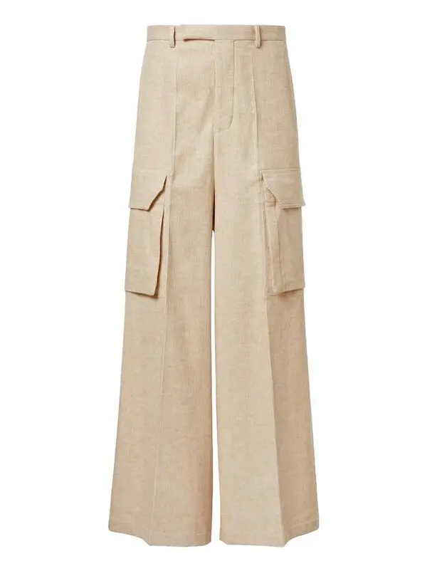 Rick Owens Firebanks Cotton And Linen Cargo Pants - Beige