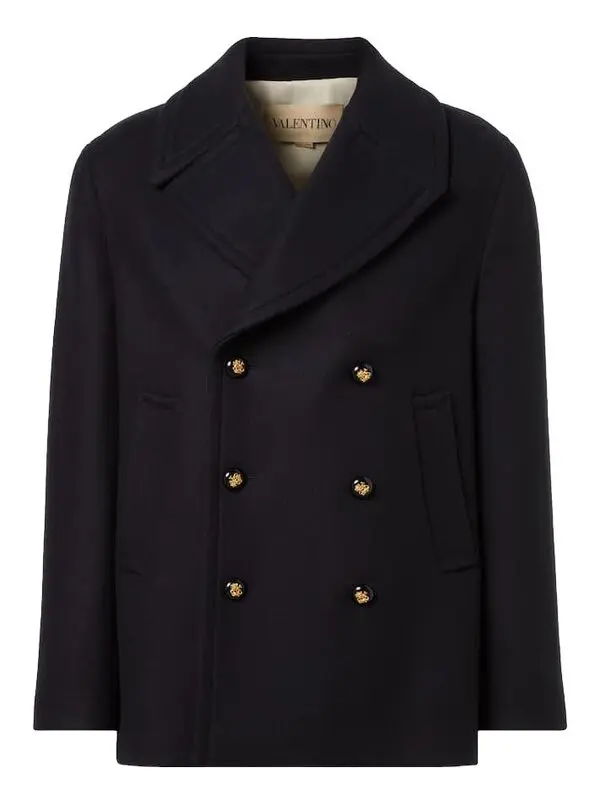 Valentino Garavani Double-breasted Virgin Wool Jacket - Blue