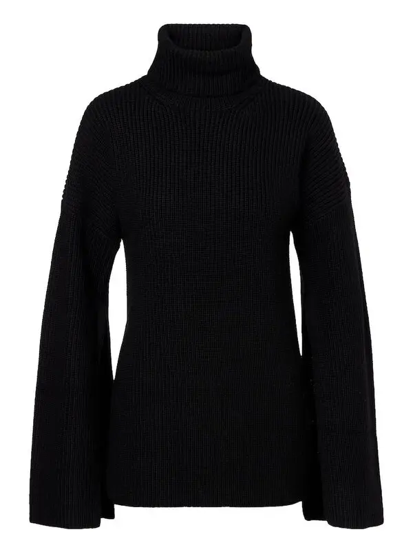TOTEME Ribbed-knit Wool Turtleneck Sweater - Black