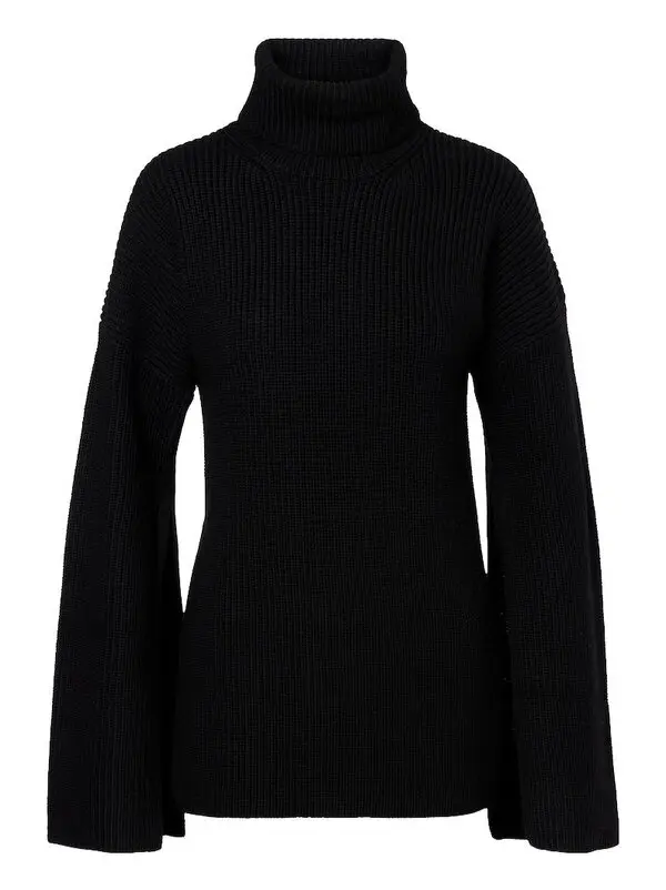 TOTEME Ribbed-knit Wool Turtleneck Sweater - Black