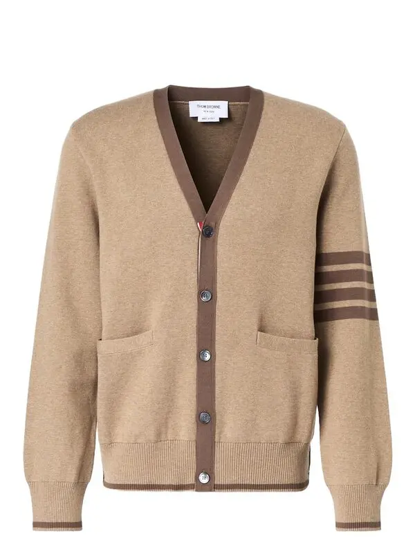 Thom Browne 4-bar Cotton Cardigan - Brown