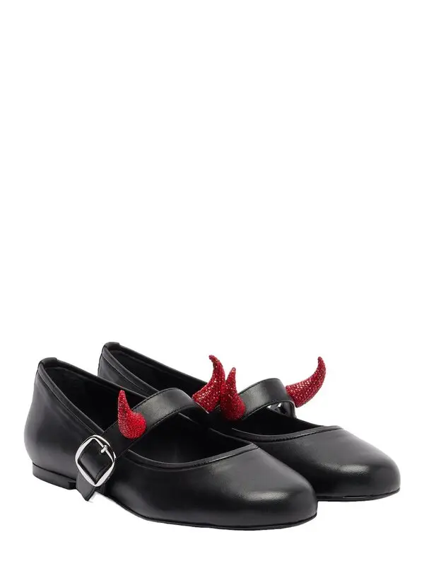 Coperni X Disney® Leather Mary Jane Flats - Black