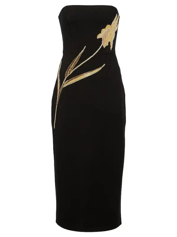 Staud Brooke Embellished Strapless Midi Dress - Black