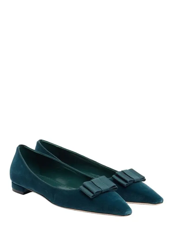 Manolo Blahnik Reador Velvet Ballet Flats - Blue