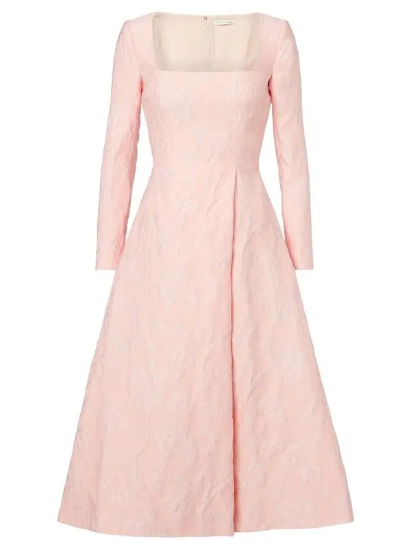 EMILIA WICKSTEAD Glenda Embroidered Crêpe Midi Dress - Pink