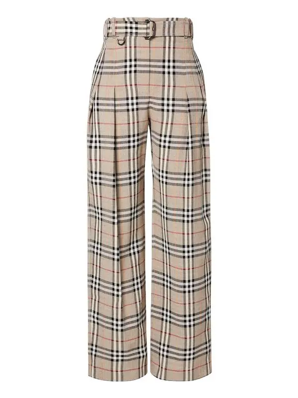 Burberry Belted Wide-leg Pants - Beige