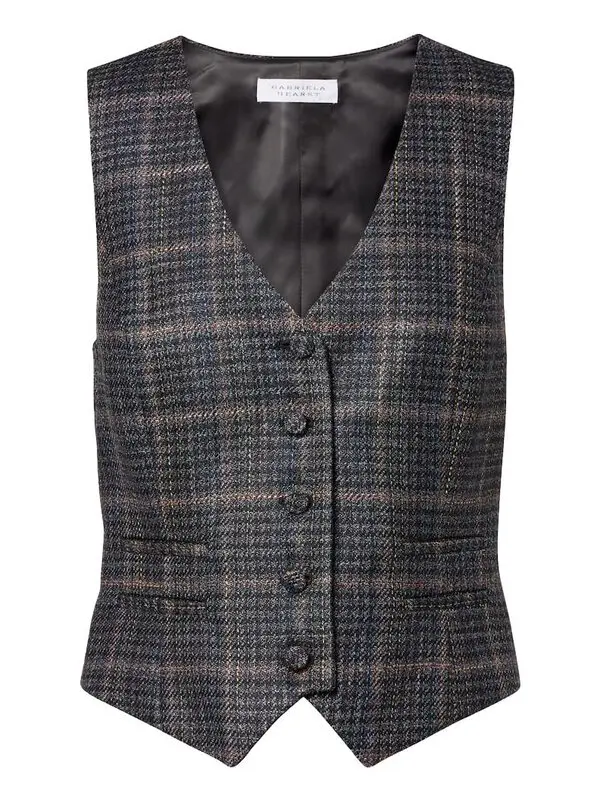 Gabriela Hearst Coleridge Checked Wool And Silk Vest - Grey