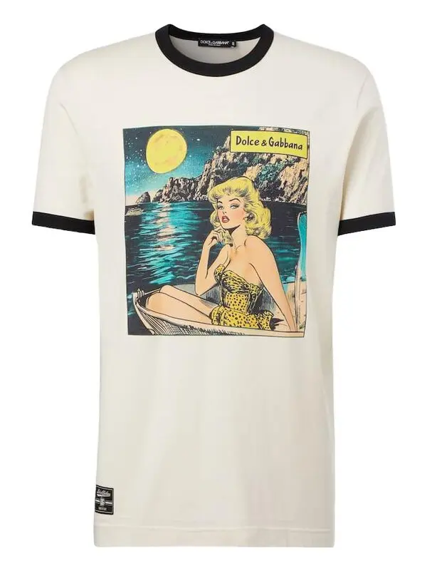 Dolce & Gabbana Printed Cotton Jersey T-shirt - White