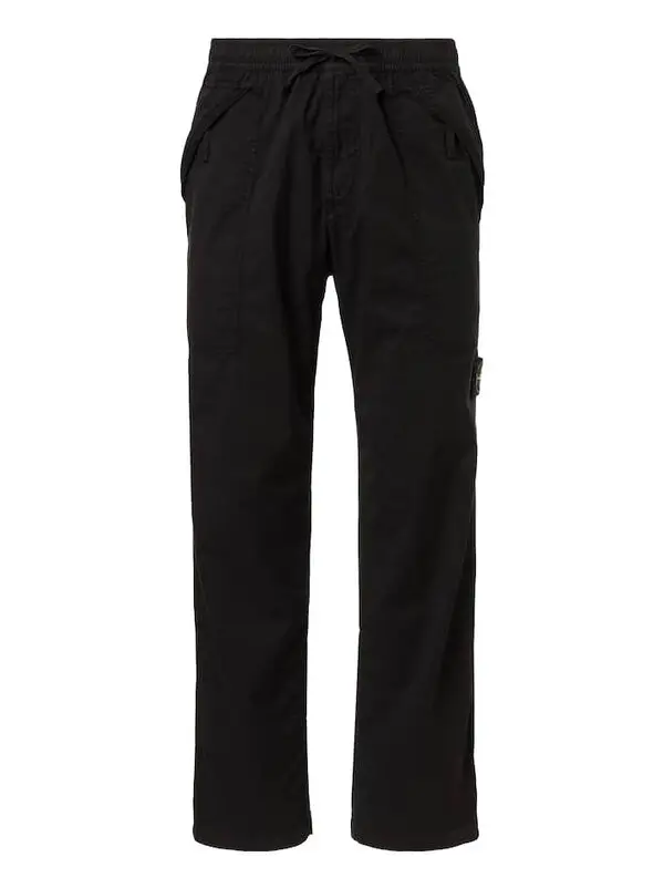 Stone Island Compass Cotton-blend Twill Pants - Black