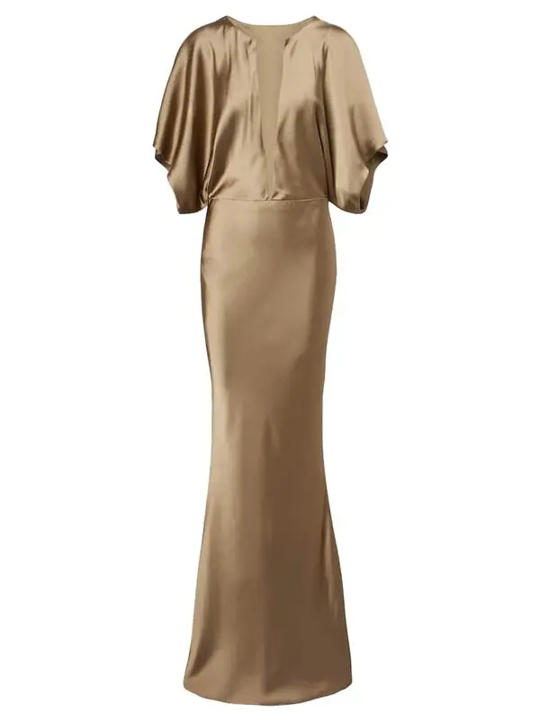 Norma Kamali Obie Satin Gown - Beige