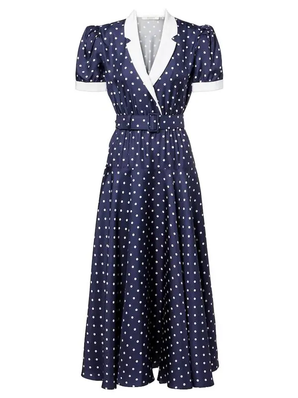 RODARTE Polka-dot Silk Twill Midi Dress - Blue