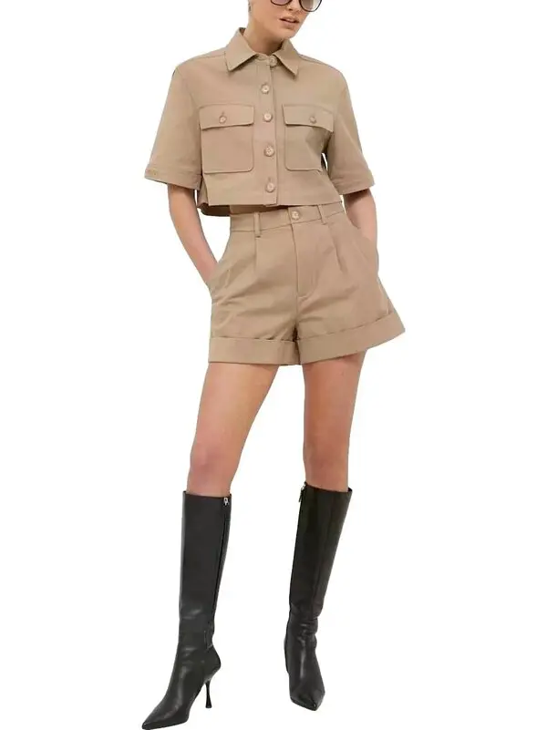Miss Sixty Logo-embroidered Cropped Shirt - Neutrals