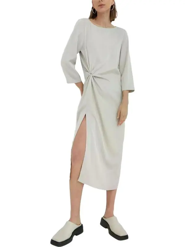 BRUUNS BAZAAR Twist-front Midi Dress - Grey